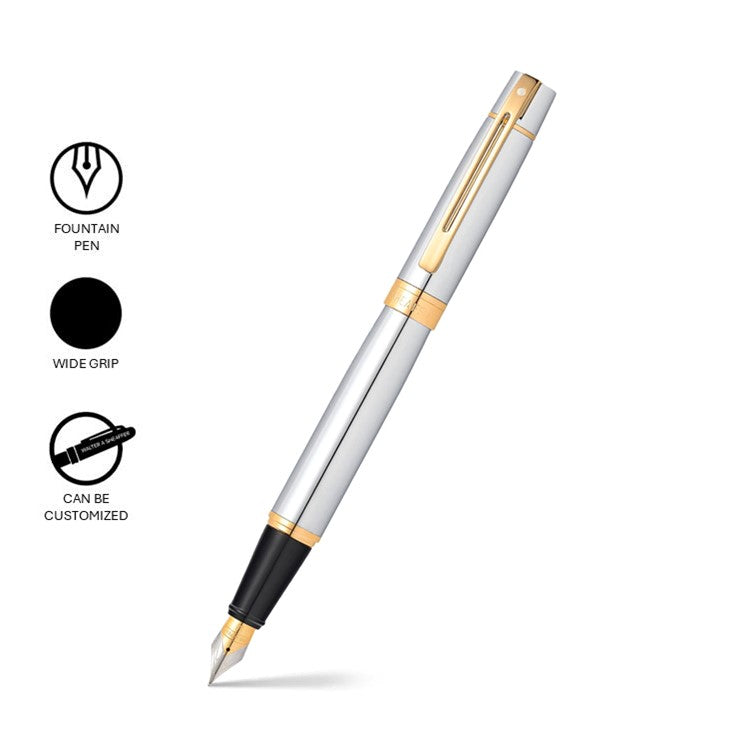 Sheaffer 300 Chrome with Gold Tone Medium Nib Fountain Pen SE0934253